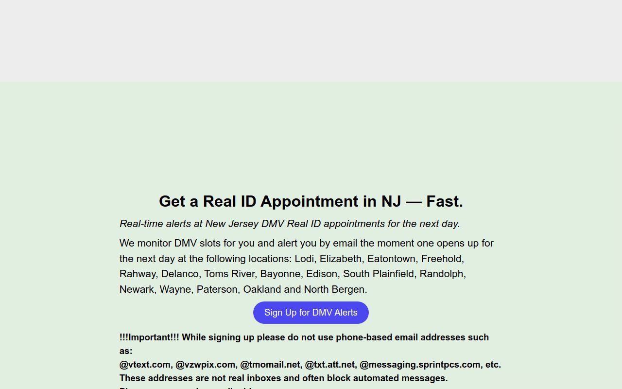 NJ Real ID Appointment Alerts